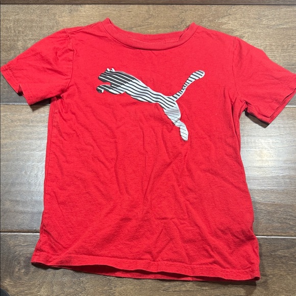 Puma | Shirts & Tops | Boys Puma Striped Logo Red Tee | Poshmark
